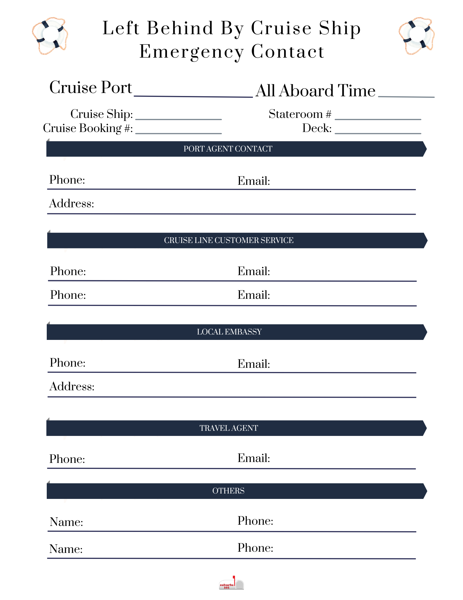 Cruise Checklist Printables - Suburbs 101