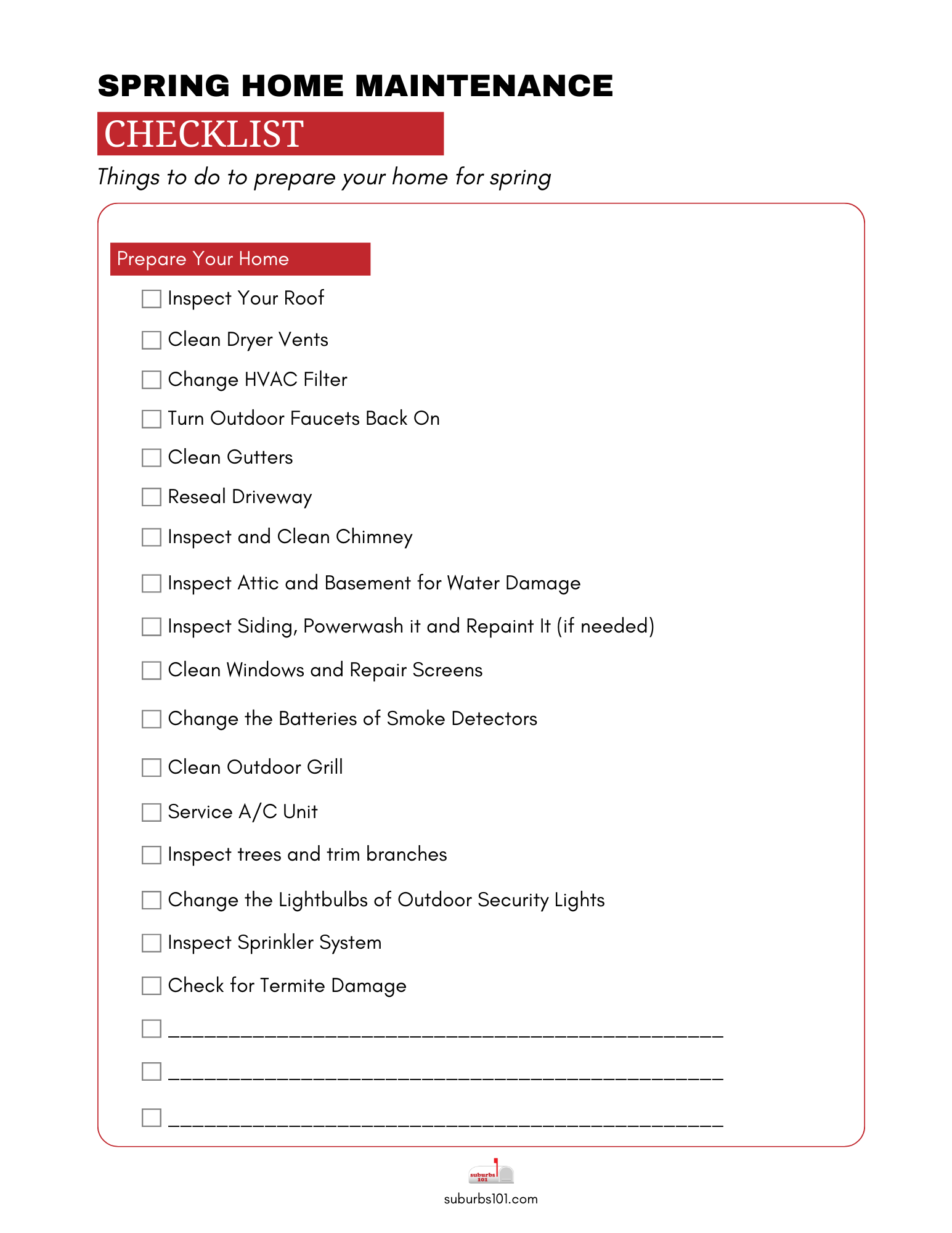 17 Things to Do ASAP to Prepare Your Home for Spring (Free Home ...